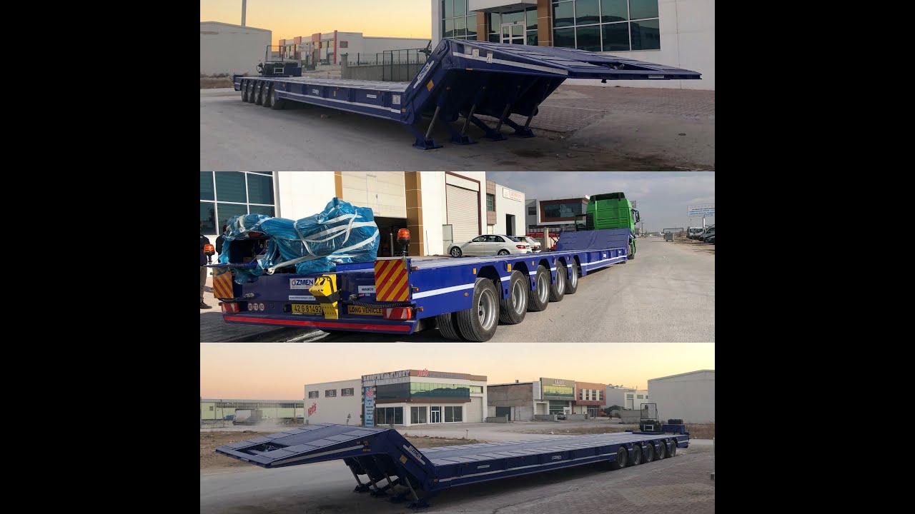 FRONT LOADING LOWBED SEMI TRAILER (3 Fixed + 2 Rear Self-Steering Axles ...