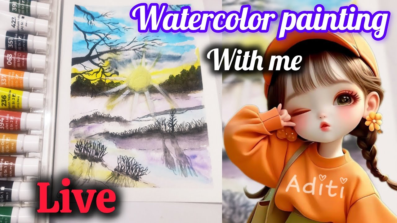 Einie Minie Arts is live ️ watercolor painting tutorial step by step ...