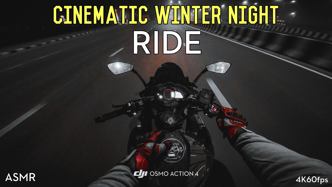 CHILLY Winter Night Ride 🏍️🎧 | DJI Action 4 | Cinematic Bike Ride 🔥 ...