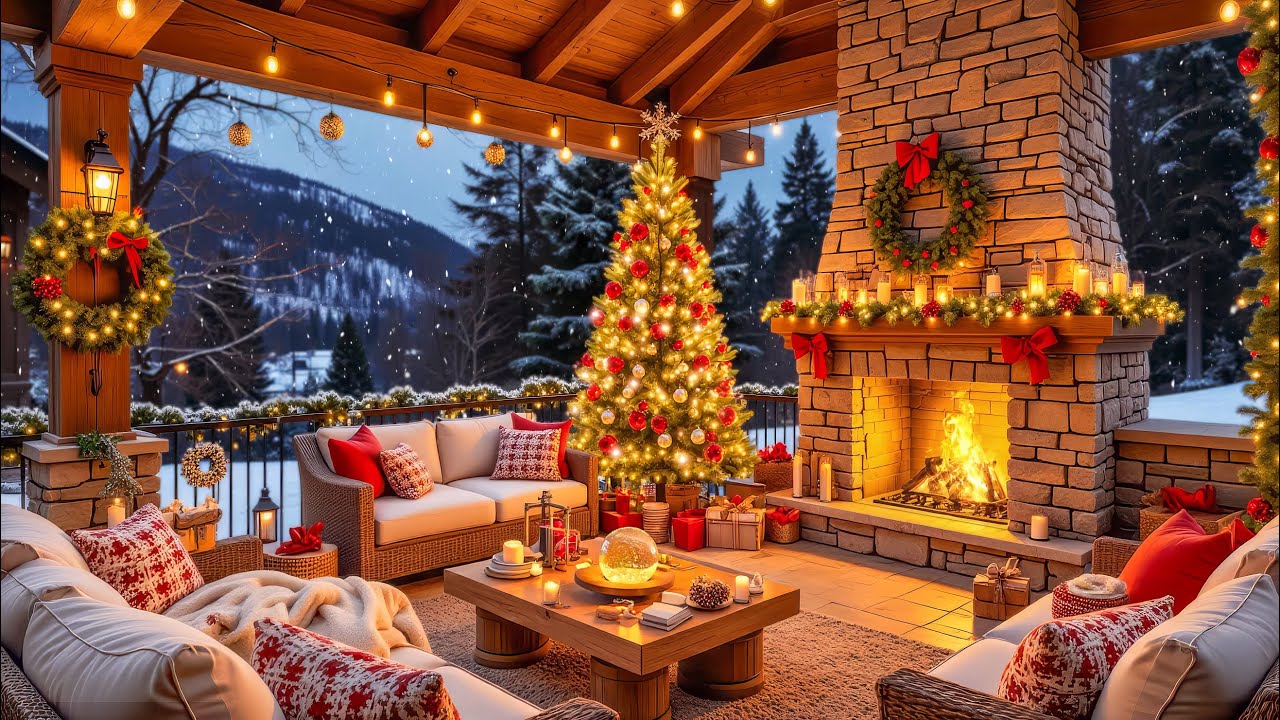 Christmas Fireplace Ambiance with Relaxing Instrumental Christmas Music ...