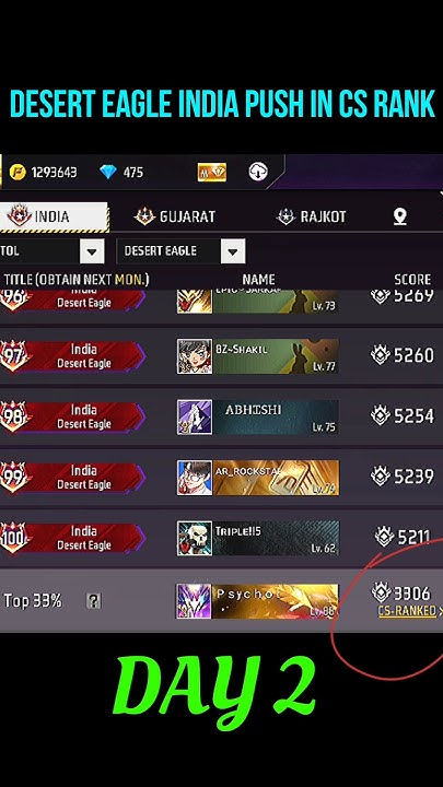 7 day only 🥵challenge to push DESERT EAGLE India top | get every cs rank match desert eagle ...