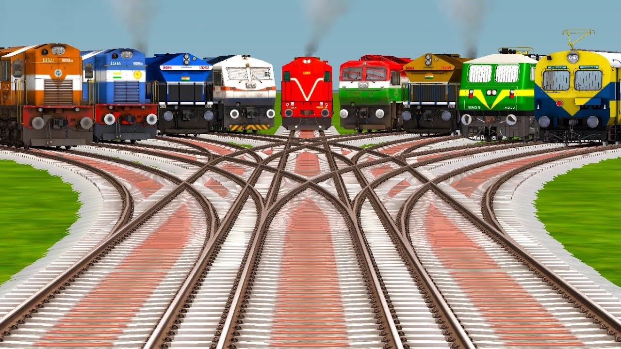 🌀 Every Day 8 Trains Crossing At Bumpy Curves Branches Railroad Tracks ...