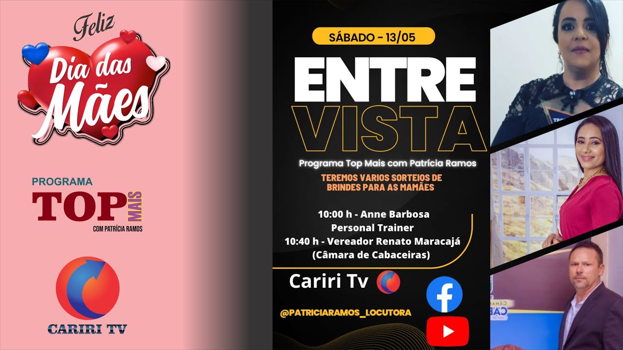 PROGRAMA TOP MAIS ESPECIAL DIA DAS MÃES COM ANNE BARCOSA E RENATO ...