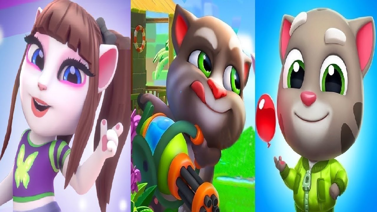 My Talking Angela 2 New Summer Update VS Talking tom Party in the Wild ...