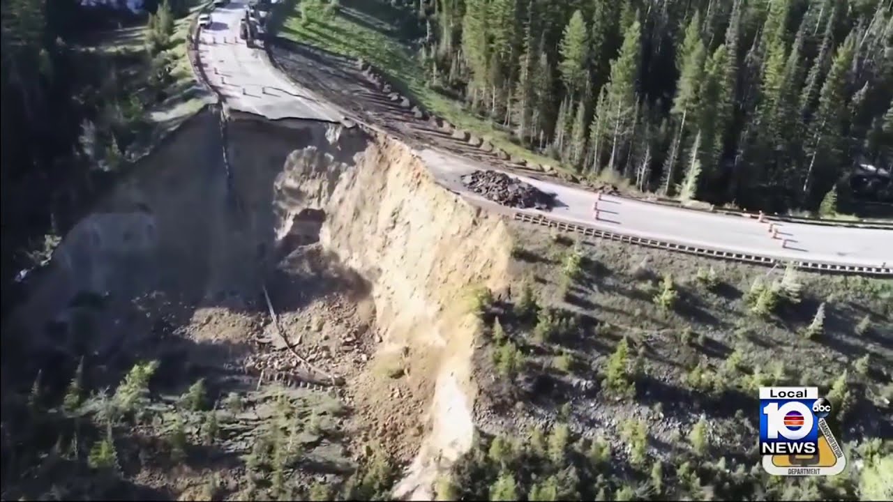 Aerial video shows the Teton Pass collapse in Wyoming - YouTube