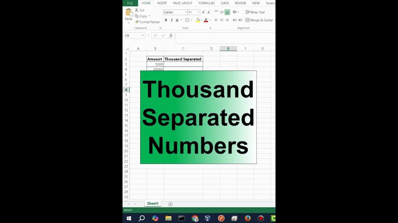 Thousand Separated Numbers in Excel #computertricks #excel #exceltips #shortcut - YouTube