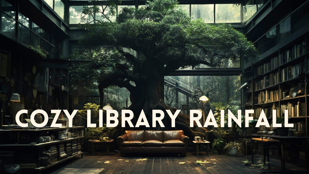 Rainfall in a Cozy Library: A Relaxing Retreat (6hours) - YouTube