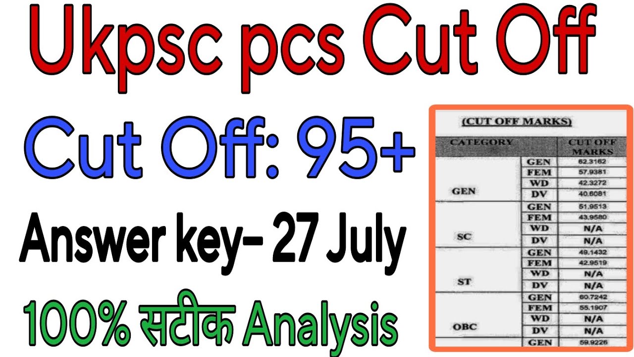 ukpsc pcs prelims 2024 cut off / ukpsc pcs pre expected cut off 2024 ...