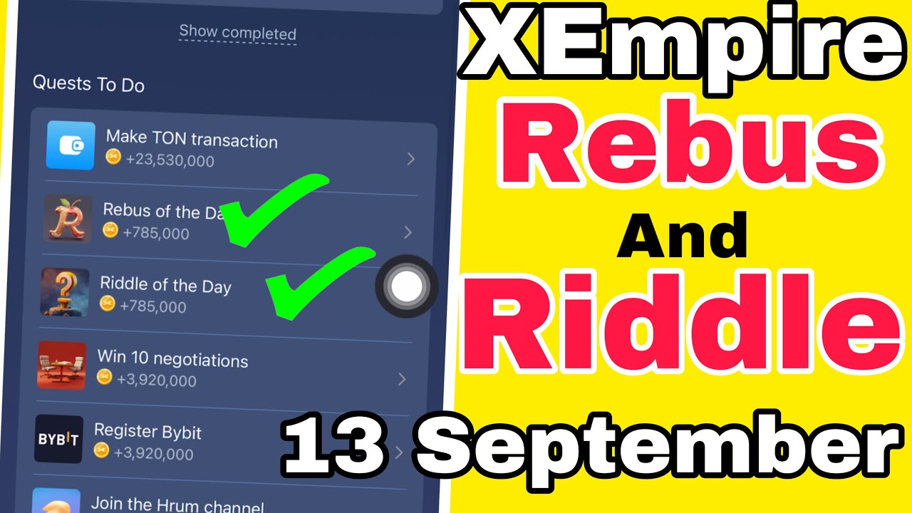 13 September Riddle code & Rebus code | 13 September Xempire Riddle ...