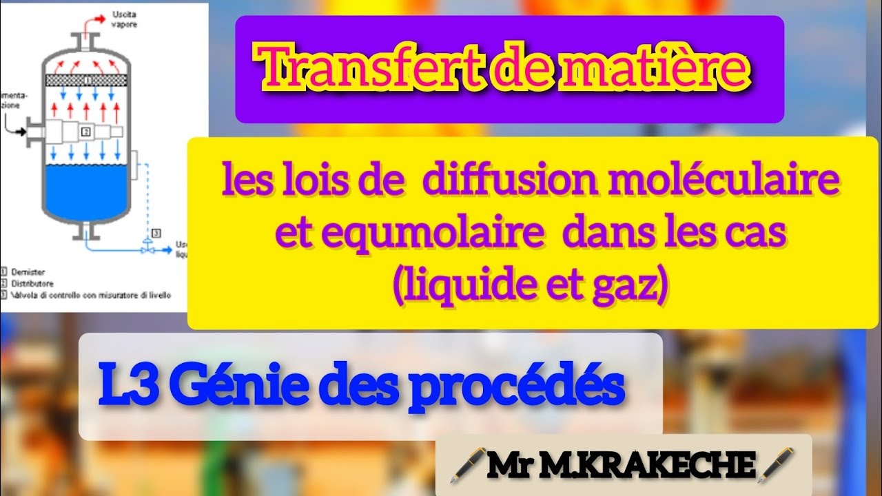 Transfert de matière les lois de diffusion moléculaire et equmolaire ...