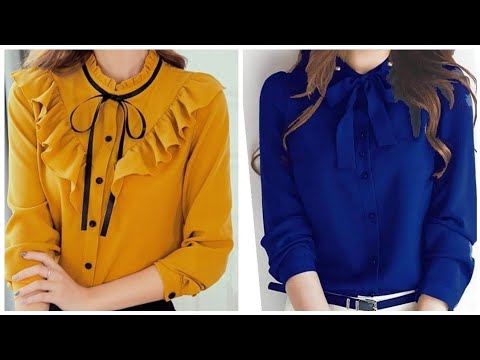 Most demanding best seller blouses shirts designs with plated button ...