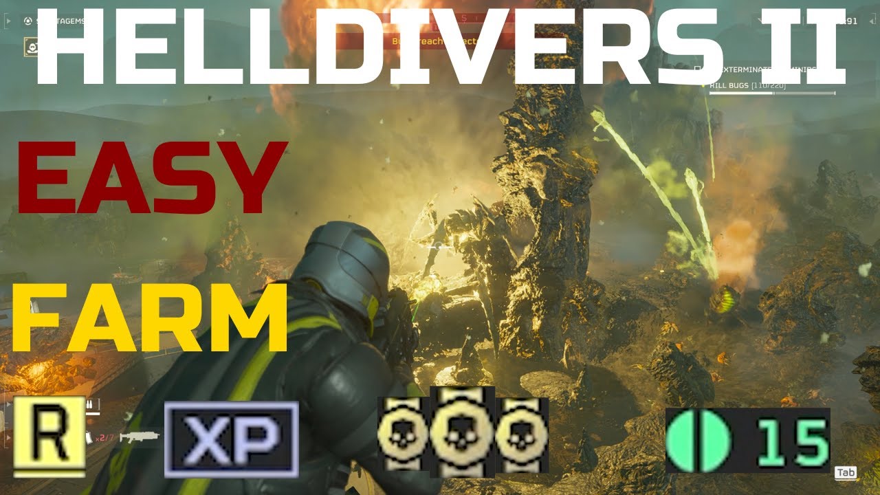 HELLDIVERS 2 - Easy Soloable Farm (Medals,Samples,XP,Req) - YouTube