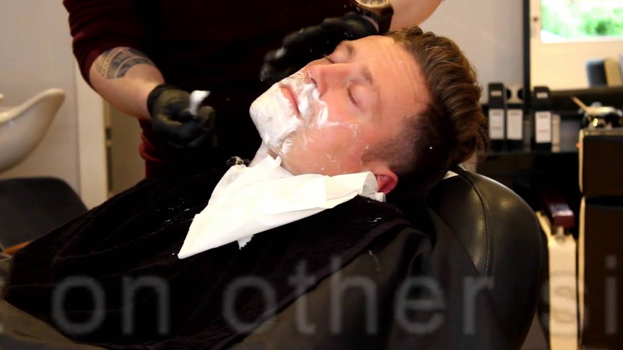 The Alpha Barber : hot towel shave demo - YouTube