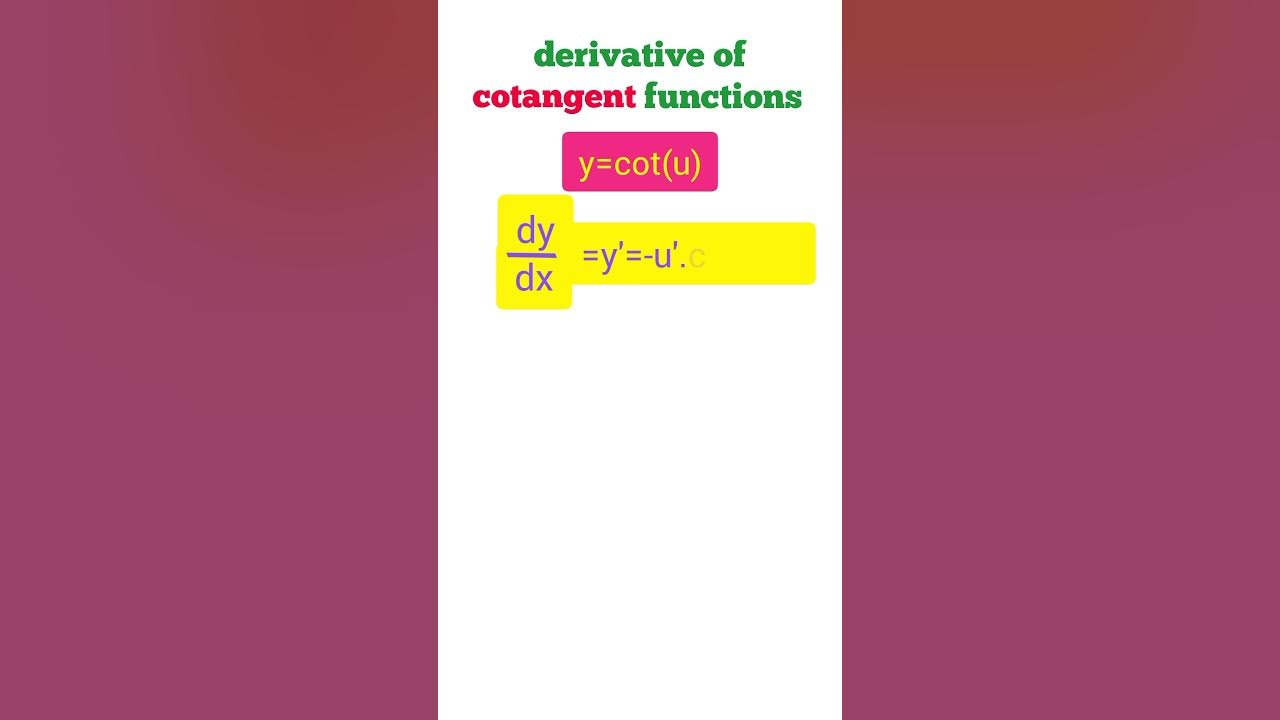 #derivative of #cotangent #functions | #function | #geometry - YouTube