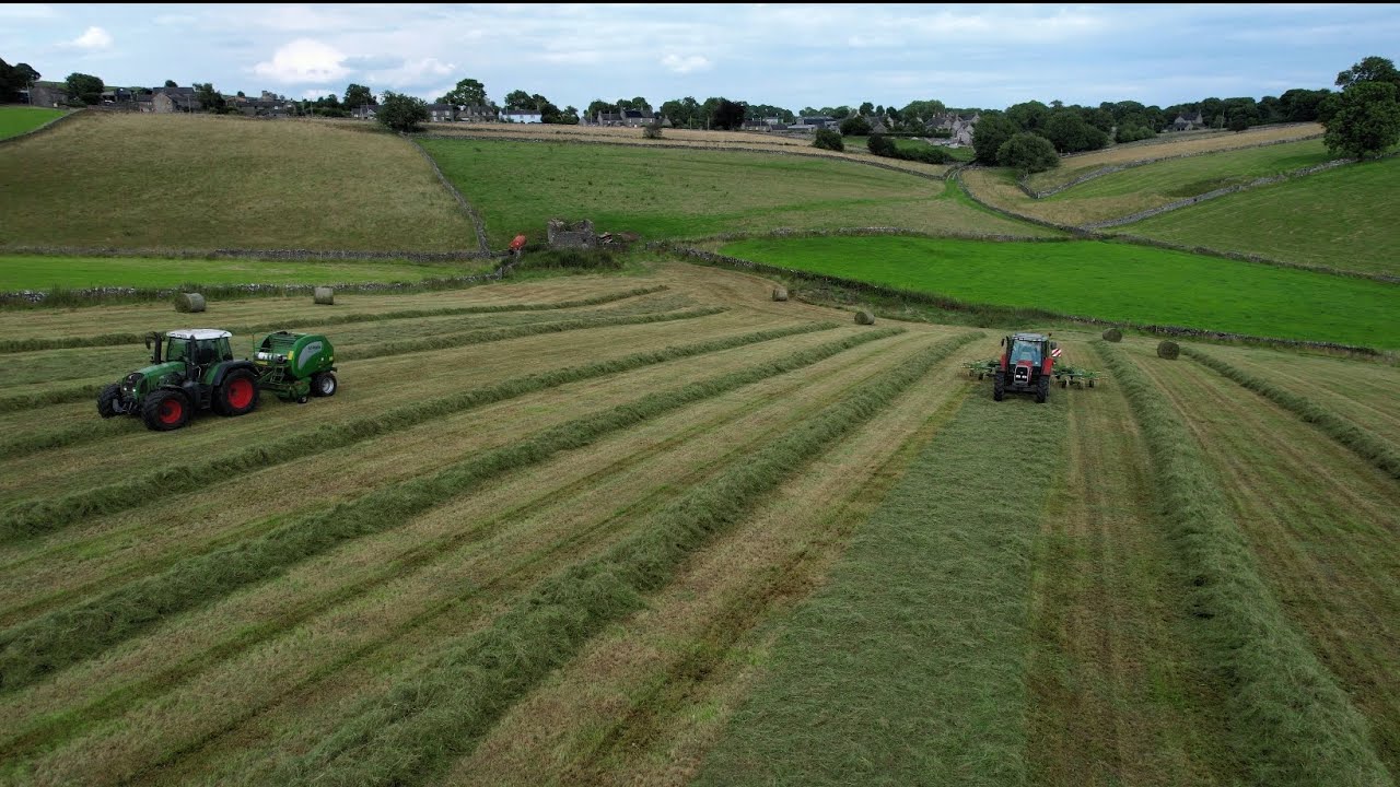 HILLSIDE SILAGE CONTRACTING, RAKING & BAILING 2023 - YouTube