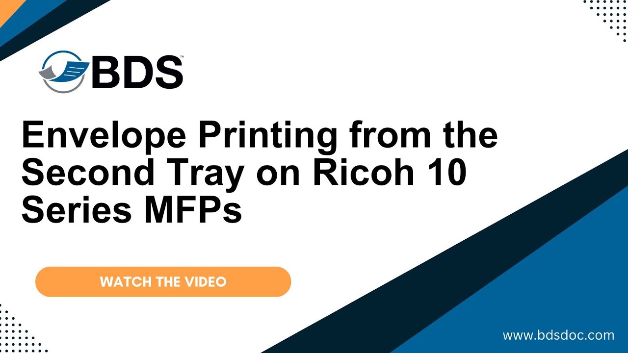 Envelope Printing from the Second Tray on Ricoh 10 Series MFPs - YouTube