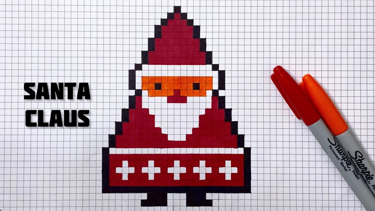 Pixel Art Santa Claus Drawing, How to draw Santa Claus #pixelart # ...