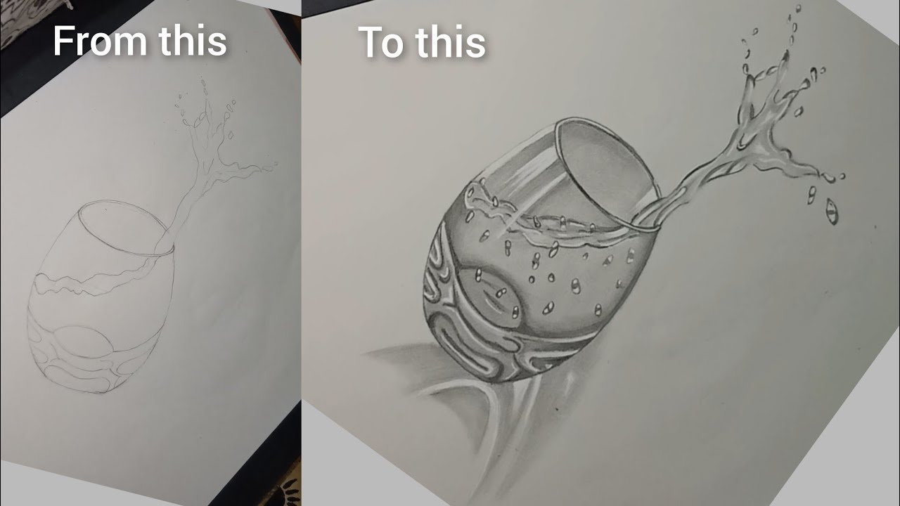 3D water glass || water glass drawing in 3D || drawing tutorial # ...