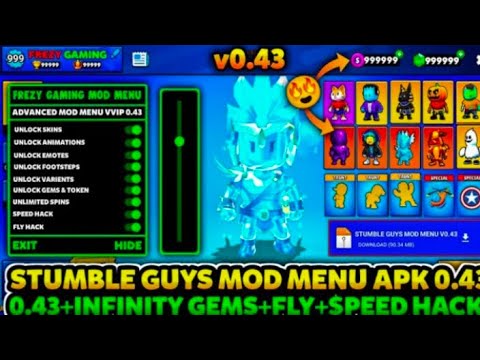 Stumble guys mod menu 0.43 infinite gems + fly + speed + unlock ...