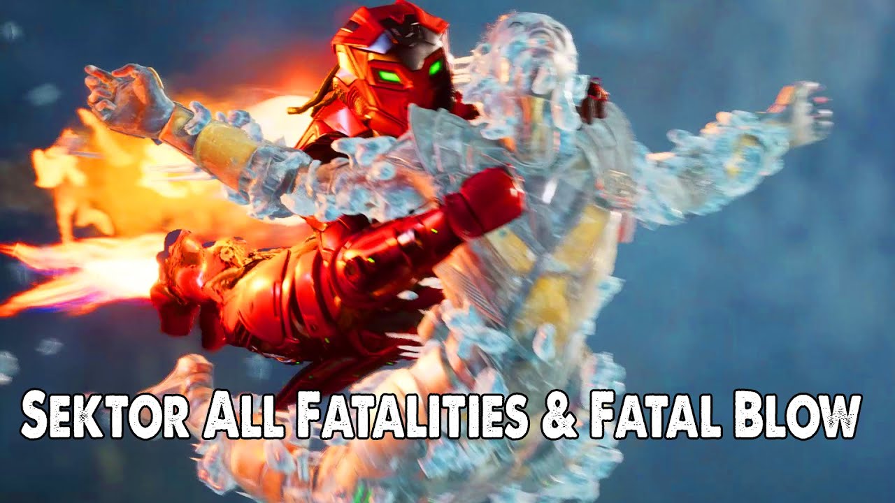 Sektor All Fatalities & Fatal Blow | Mortal Kombat 1 Khaos Reigns - YouTube