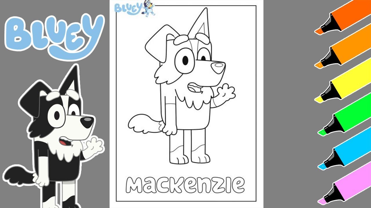 🔵 Coloring Bluey Mackenzie [Bluey Coloring Book Page] - YouTube