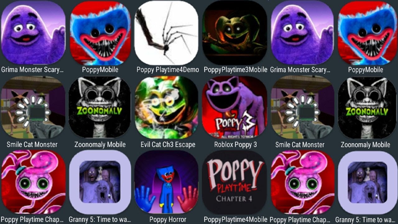 Grimace Monster Scary Survival, Poppy Playtime 4, Poppy3, Granny 5 ...