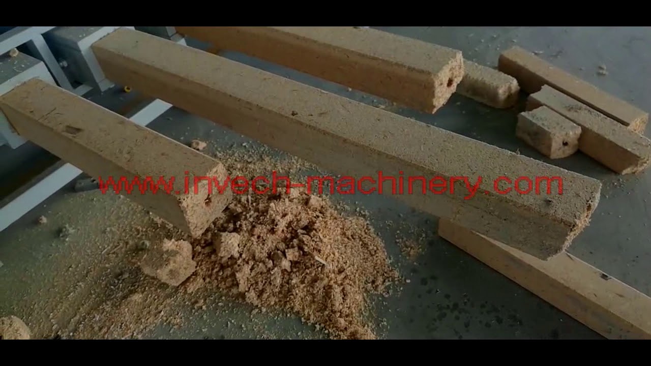 Wood Shavings Block Press Machine - YouTube