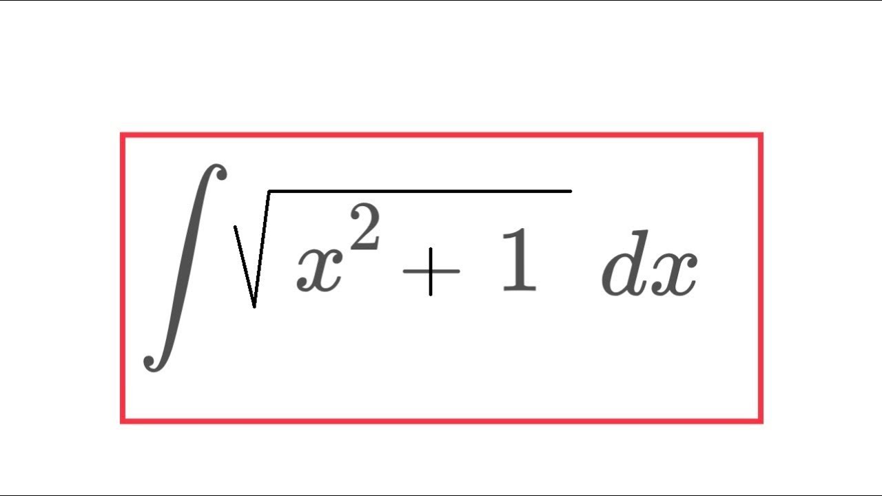 Integral Sqrt x 2 1 YouTube