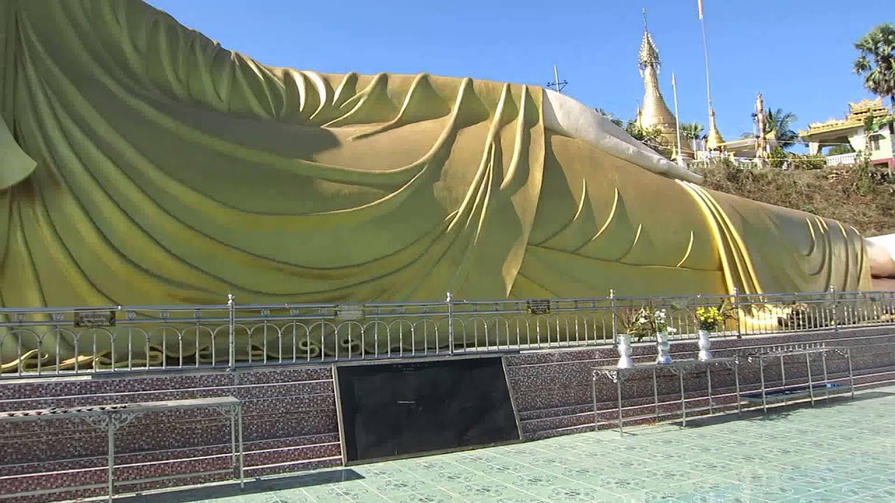 Reclining Buddha and ringing bell, Ngapali, Burma, 2015-01-23 - YouTube