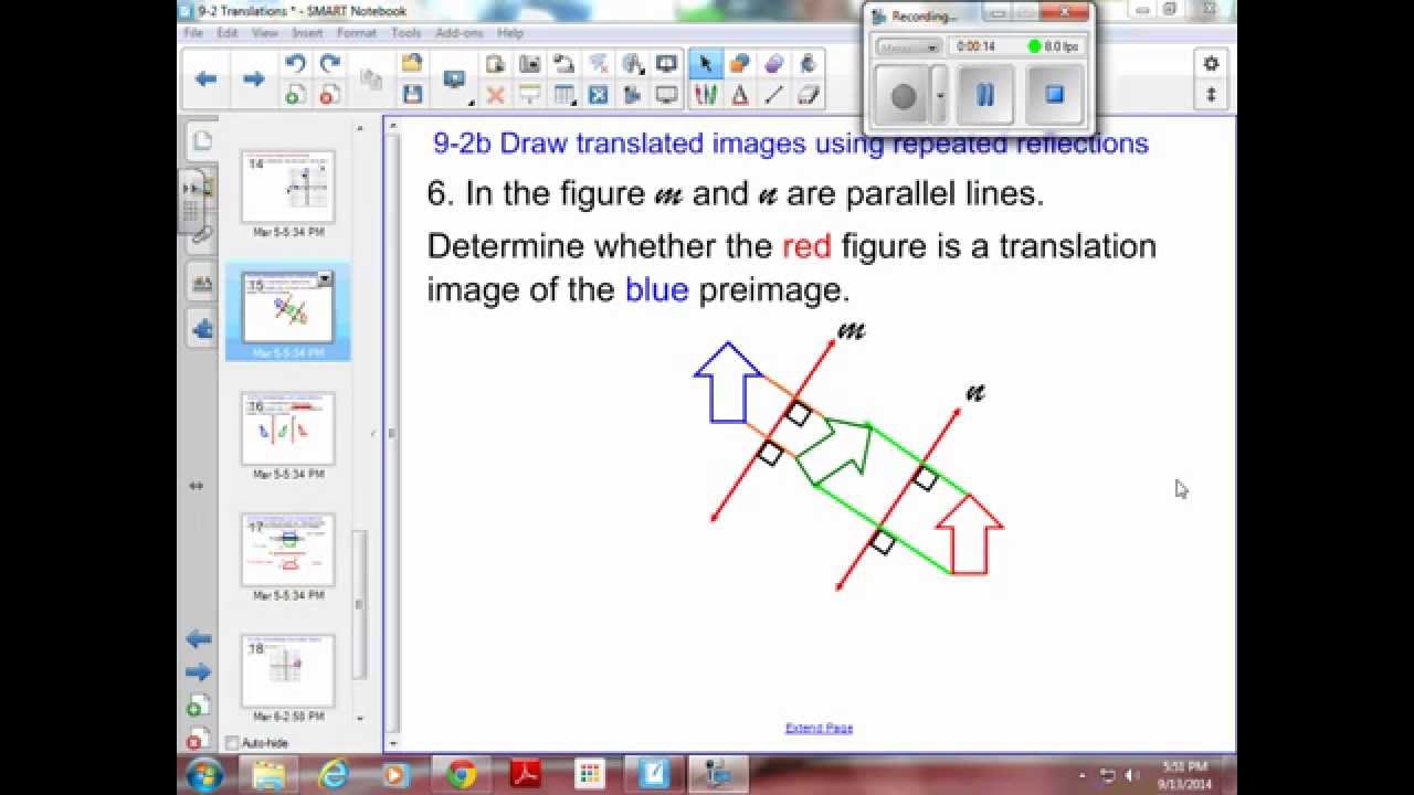 Geometry 9-2 Example 3: Reflect parallel lines / translation - YouTube