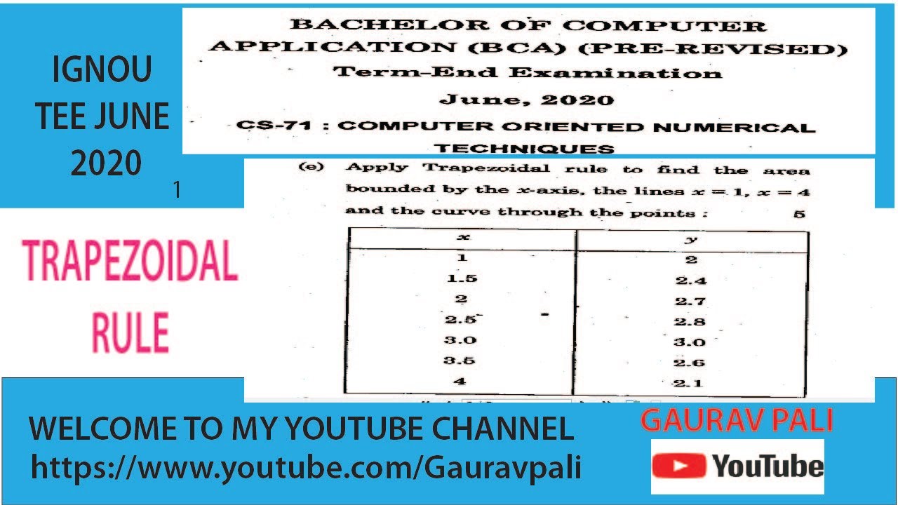 TRAPEZOIDAL RULE | IGNOU BCA CS-71 COMPUTER ORIENTED NUMERICAL ...