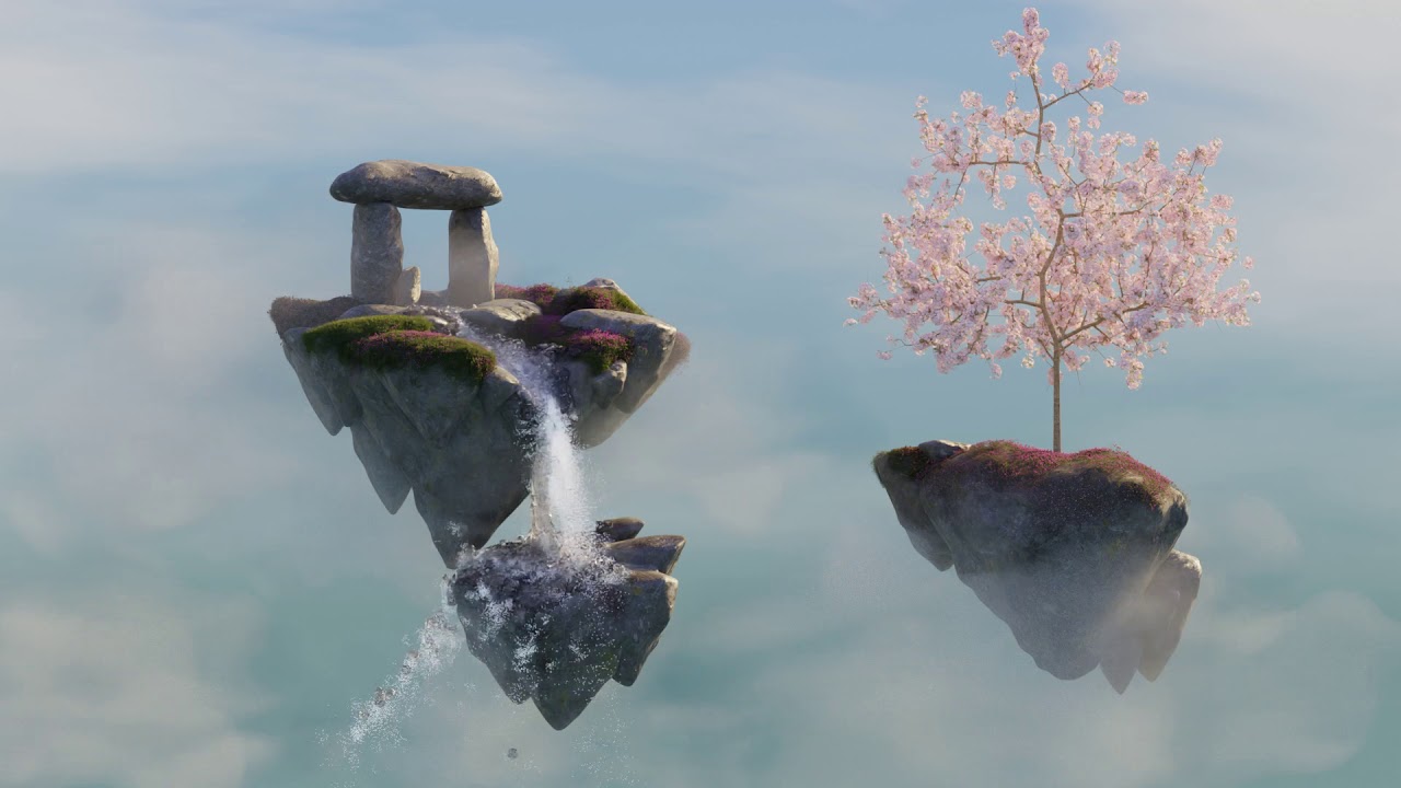 floating island in blender - water sim - YouTube