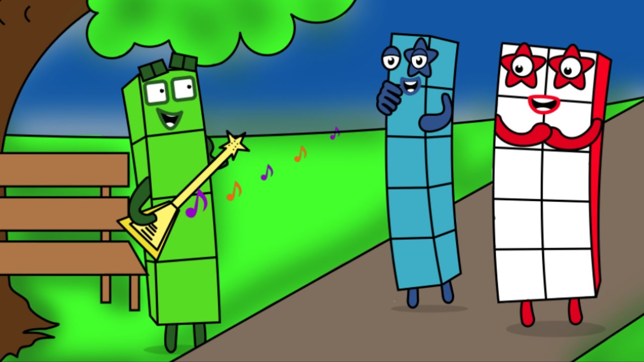 Enchanted by the sound of the numberblocks 4 guitar, - a coloring story ...