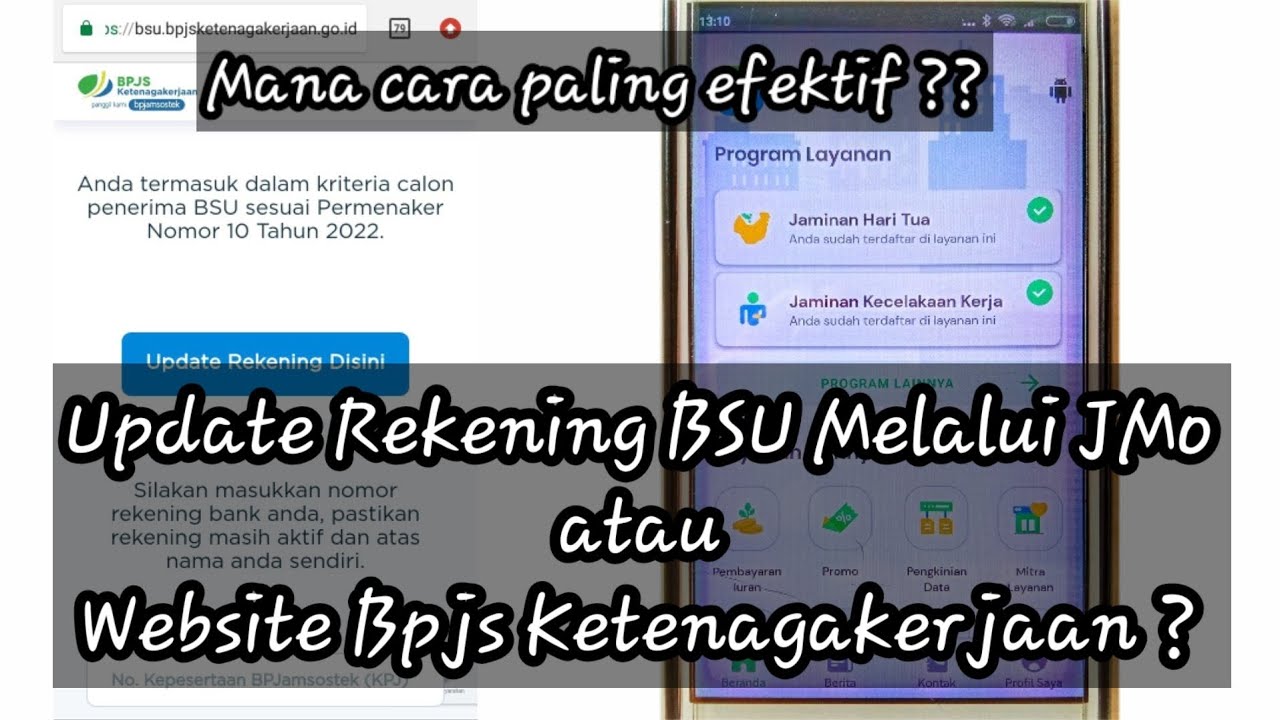 UPDATE REKENING BSU MELALUI JMO ATAU WEBSITE BPJS KETENAGAKERJAAN ...