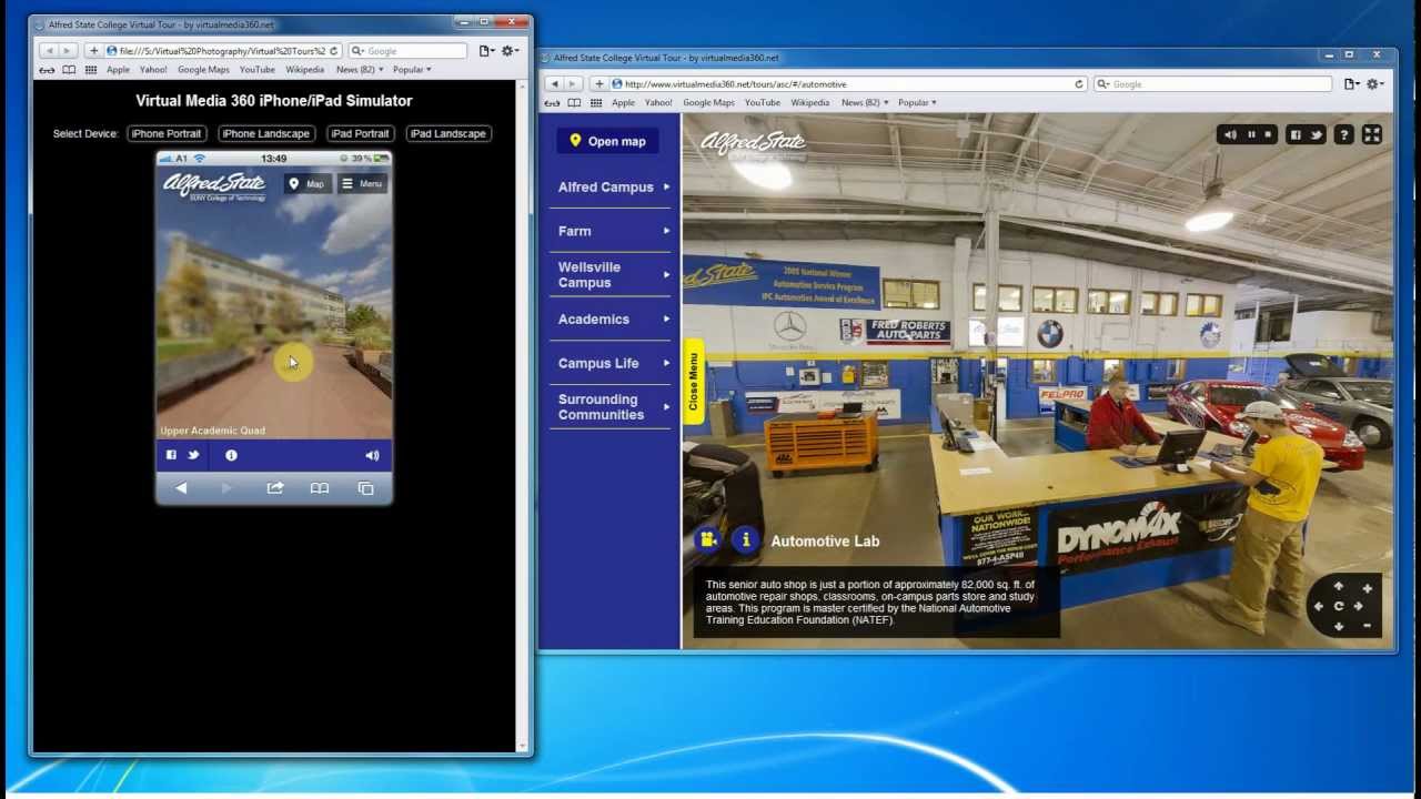 Alfred State 360 Virtual Tour Demo - YouTube