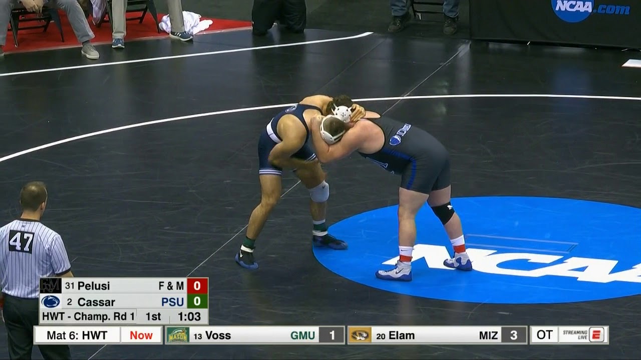 2019 NCAA Wrestling (HWT) Championship Round.1: Anthony Cassar (PSU) vs ...