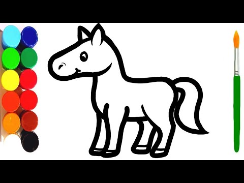 Horse 🐴 Drawing, Painting and Coloring for kids and toddlers | Draw ...