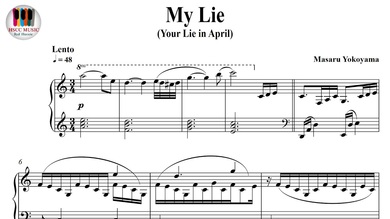 My Lie, Your Lie in April, Piano Sheet Music - YouTube