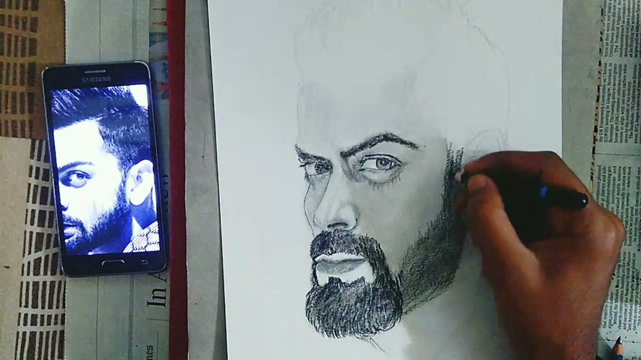 VIRAT KOHLI SKETCH | FULL SKETCH TUTORIAL VIDEO | Vishal's ArtGallery ...