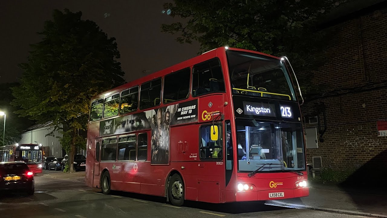 Full Route Visual~213: Kingston - Sutton Bus Garage | DOE21 (LX58 CXL ...
