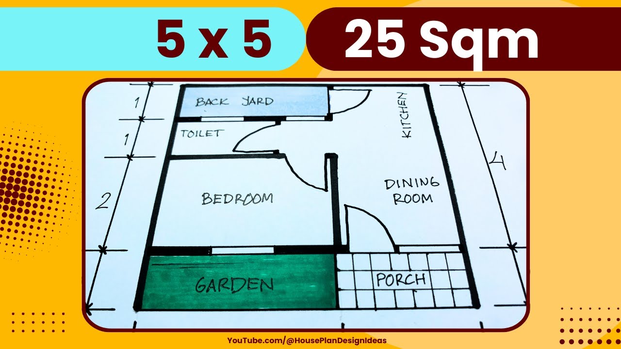 5x5 House Plan Design 25 square meter - YouTube