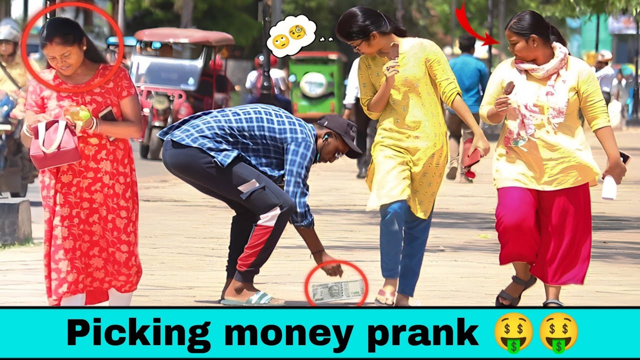Picking Money Prank🤑🤑On Cute Girls || Epic Reaction😅 || Prank In India ...