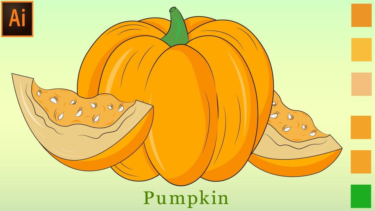 Realistic Pumpkin Vector Drawing Step By Step Full Tutorial By ...