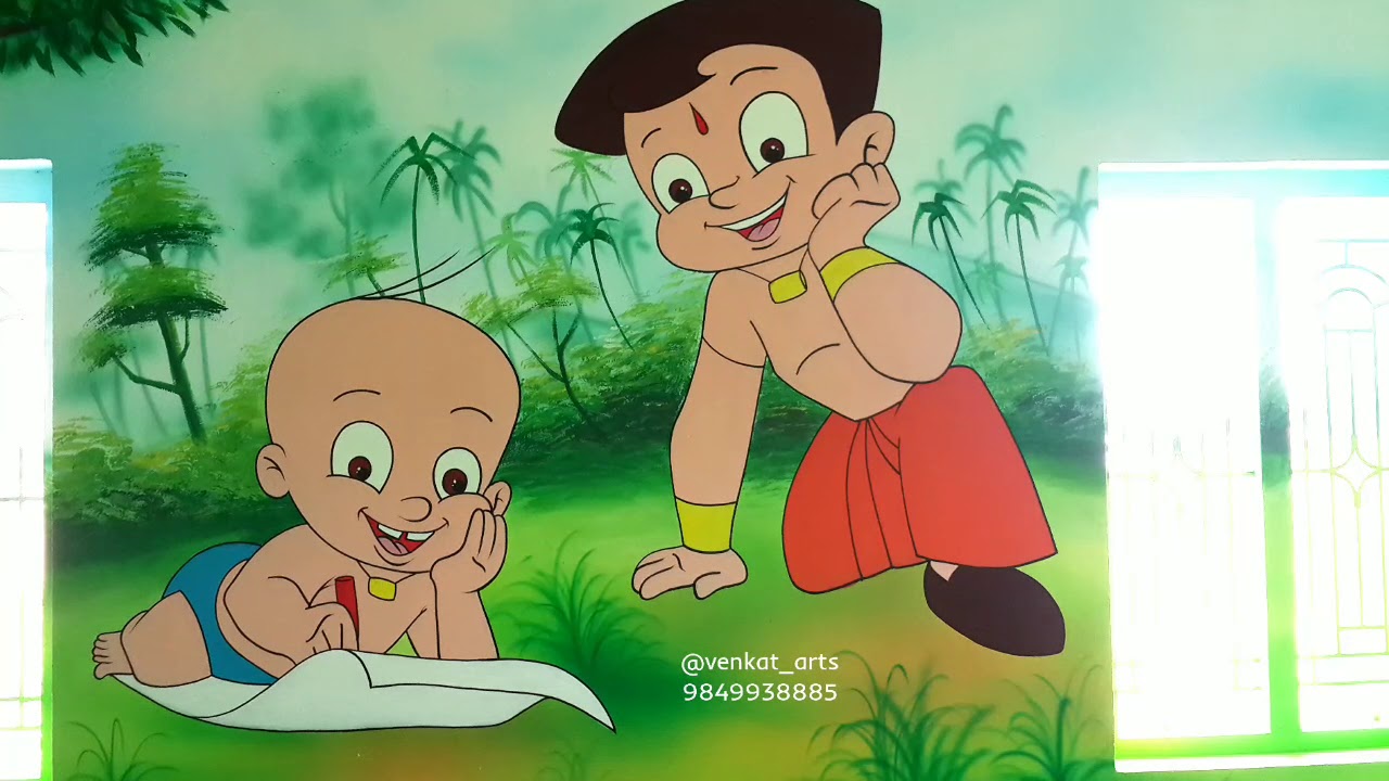 Play School Wall Painting | Chhota Bheem Wall Painting | Classroom Wall ...