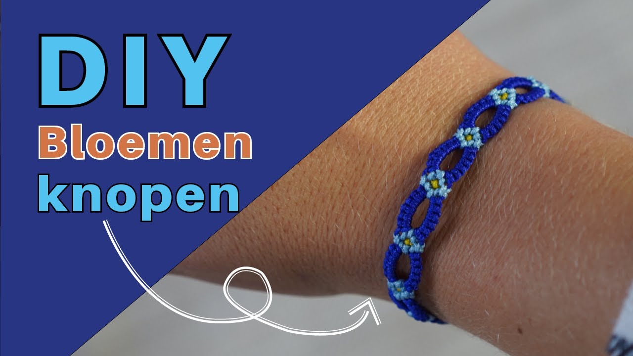 Bloem Armband met Macramé Draad Knopen - YouTube