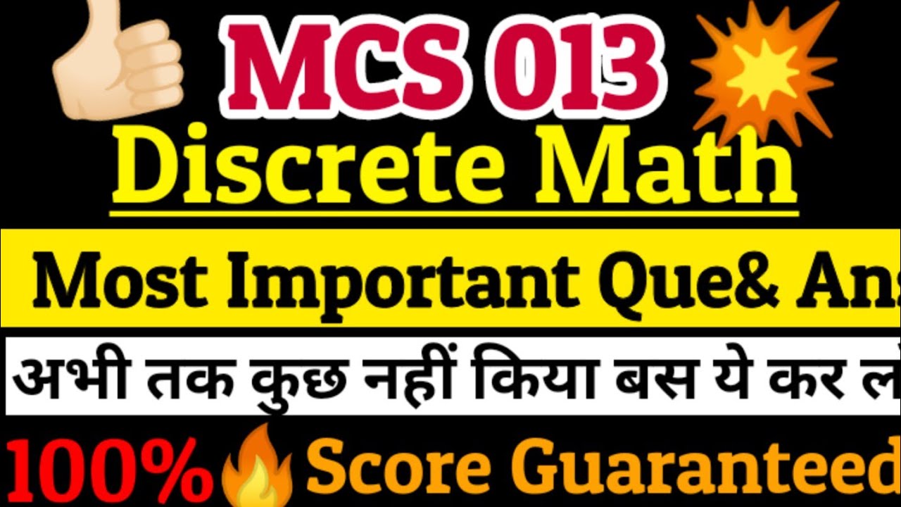Mcs 013🔥 (2022) Exam Important Questions😠 | Bca Math - YouTube