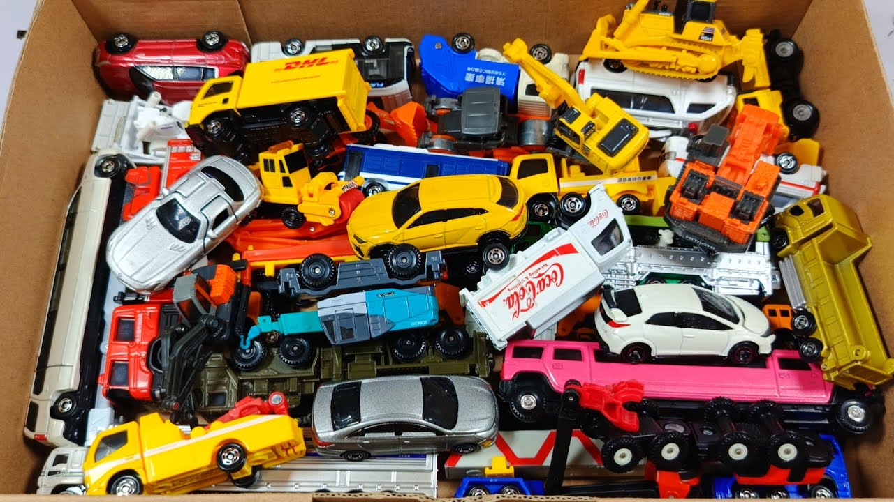 Box full of Monster Truck, Backhoe, Tractor, Motor Grader, Cement Truck ...