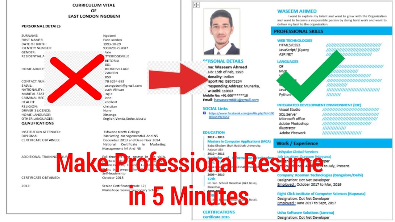 How to make a professional CV / Resume for job interview ? Make a ...