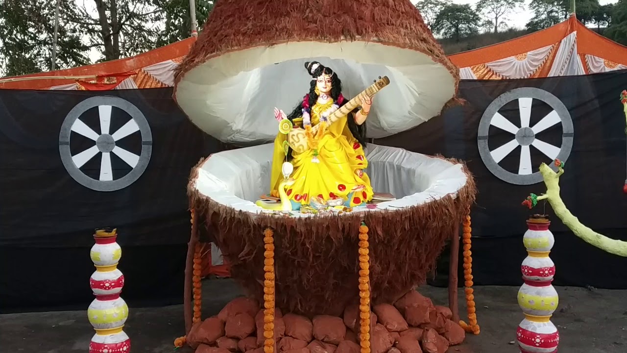 Saraswati puja open field pandal 2019 by Maa Mansha Club Kurpania - YouTube