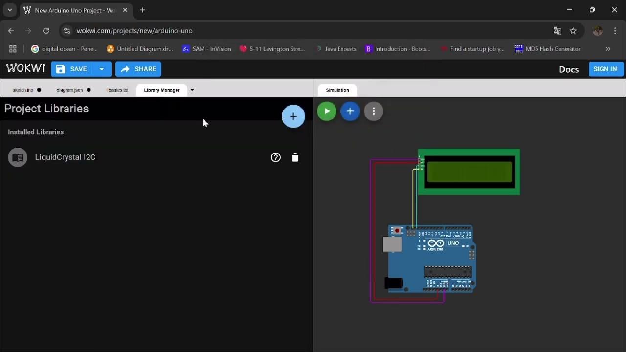Rangkaian LCD 12C Blink Berbasis Arduino Uno - YouTube